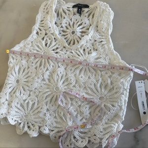 Aqua | Tops | Aqua Womens Floral Macrame Tank Top Crochet Lace White ...